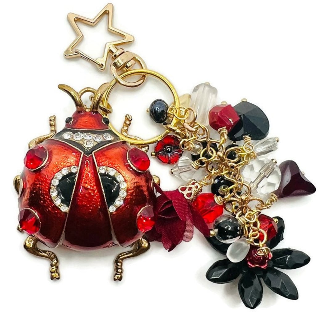 Ladybug Keychain Red Enamel With Crystals - Etsy