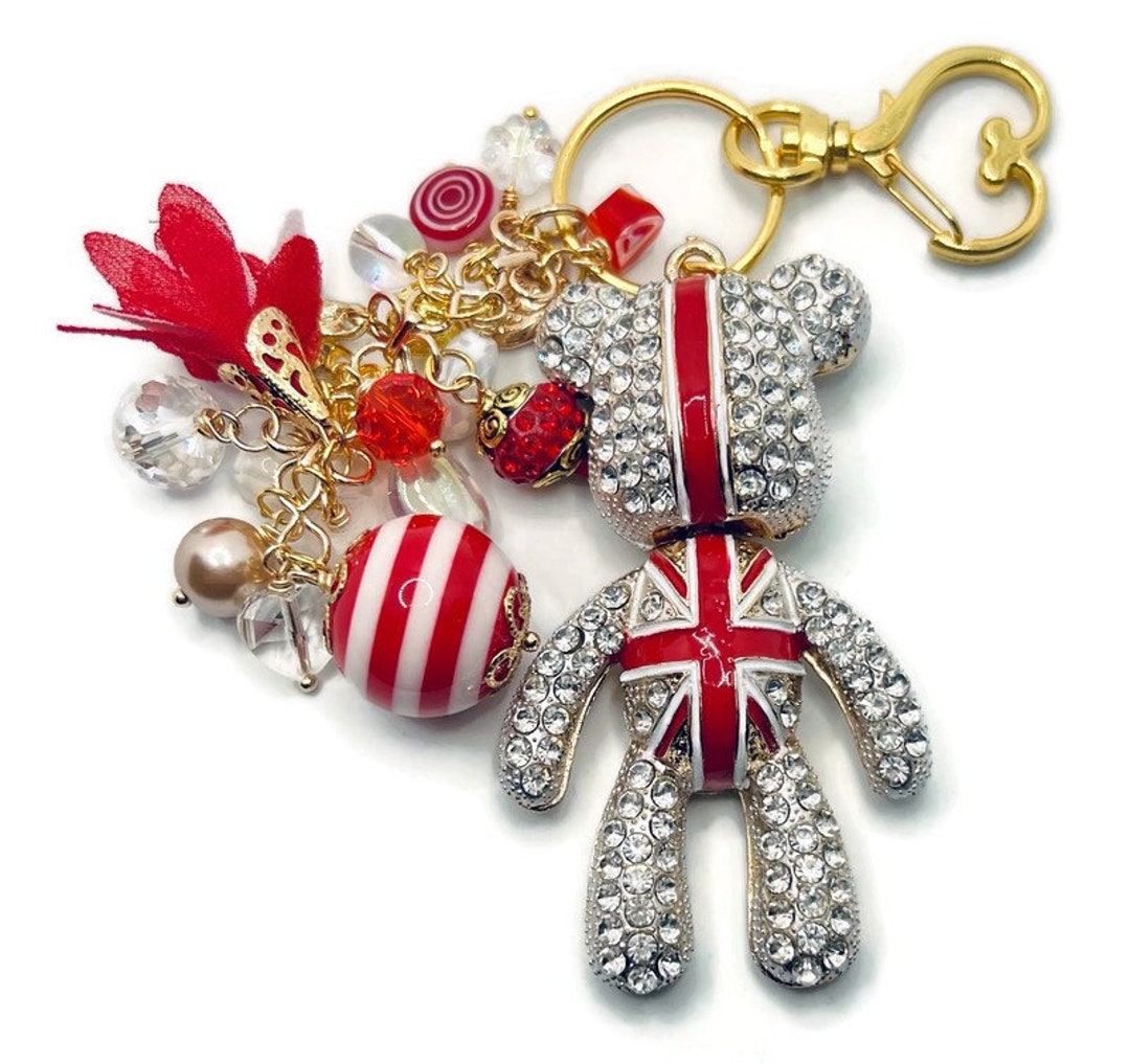 Crystal Union Jack Teddy Bear Keychain - Etsy