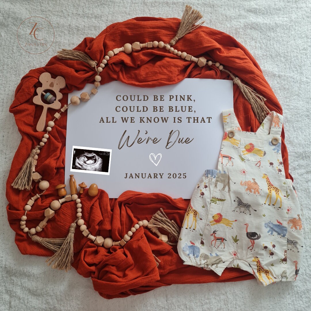 Gender Neutral Pregnancy Announcement Digital, Baby Announcement, Baby ...