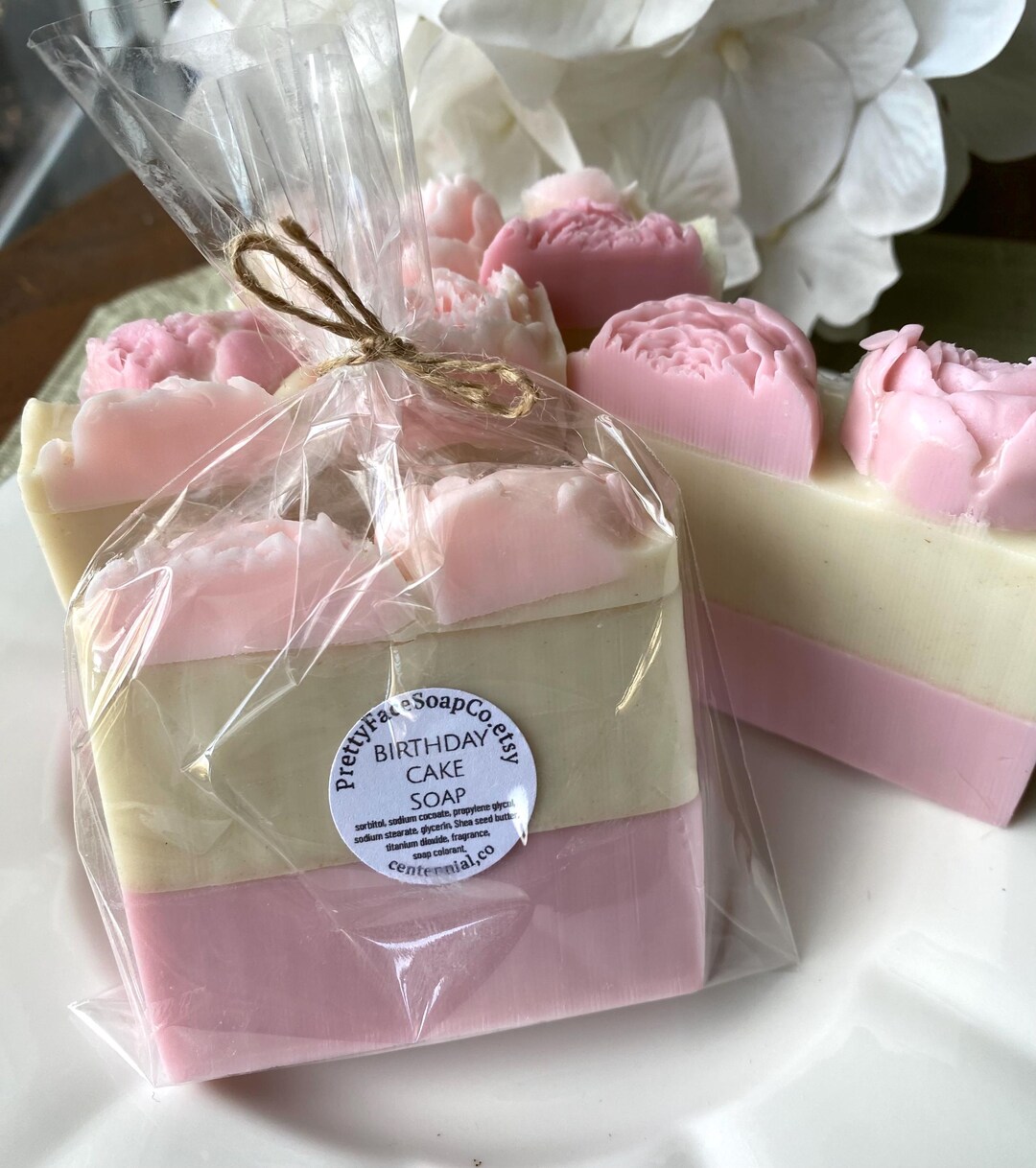Birthday Cake Soap | Oatmeal and Rose, Gift for Her - Etsy