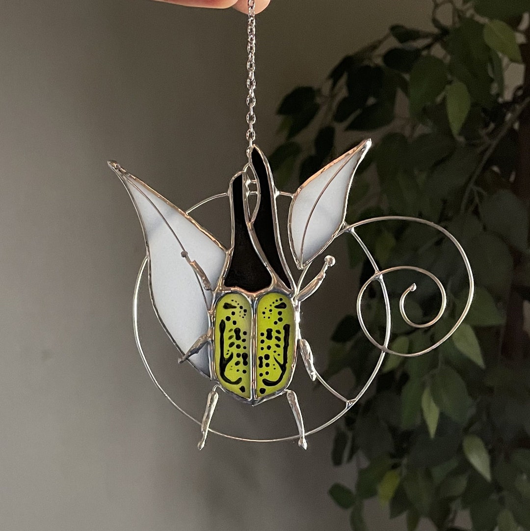 Beetle Stained Glass Window Hanging Insect Bug Suncatcher - Etsy