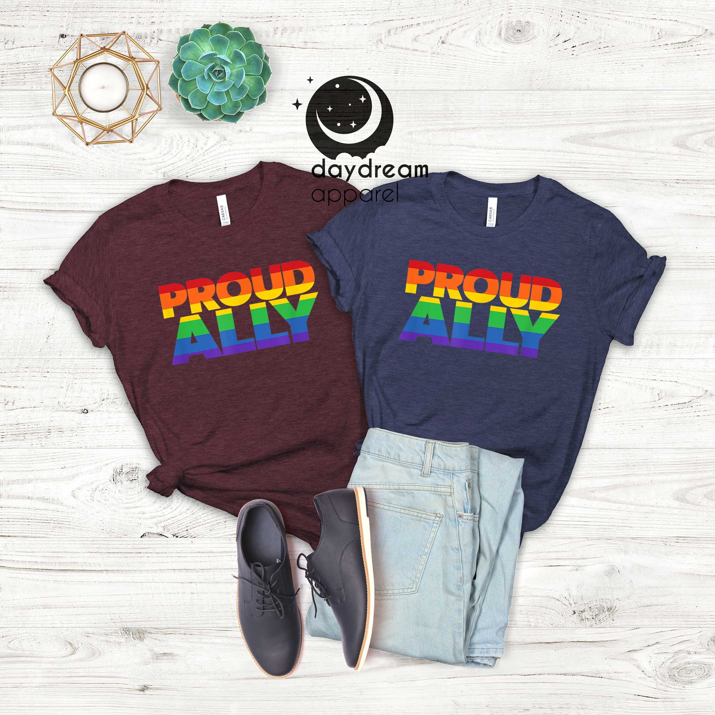 Proud Ally T Shirt Lgbt Shirt Pride Shirt Rainbow Pride Etsy
