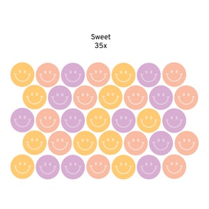 Smiley Pop Retro Wall Decals | Smileys, Retro Pastel Color Decals ...