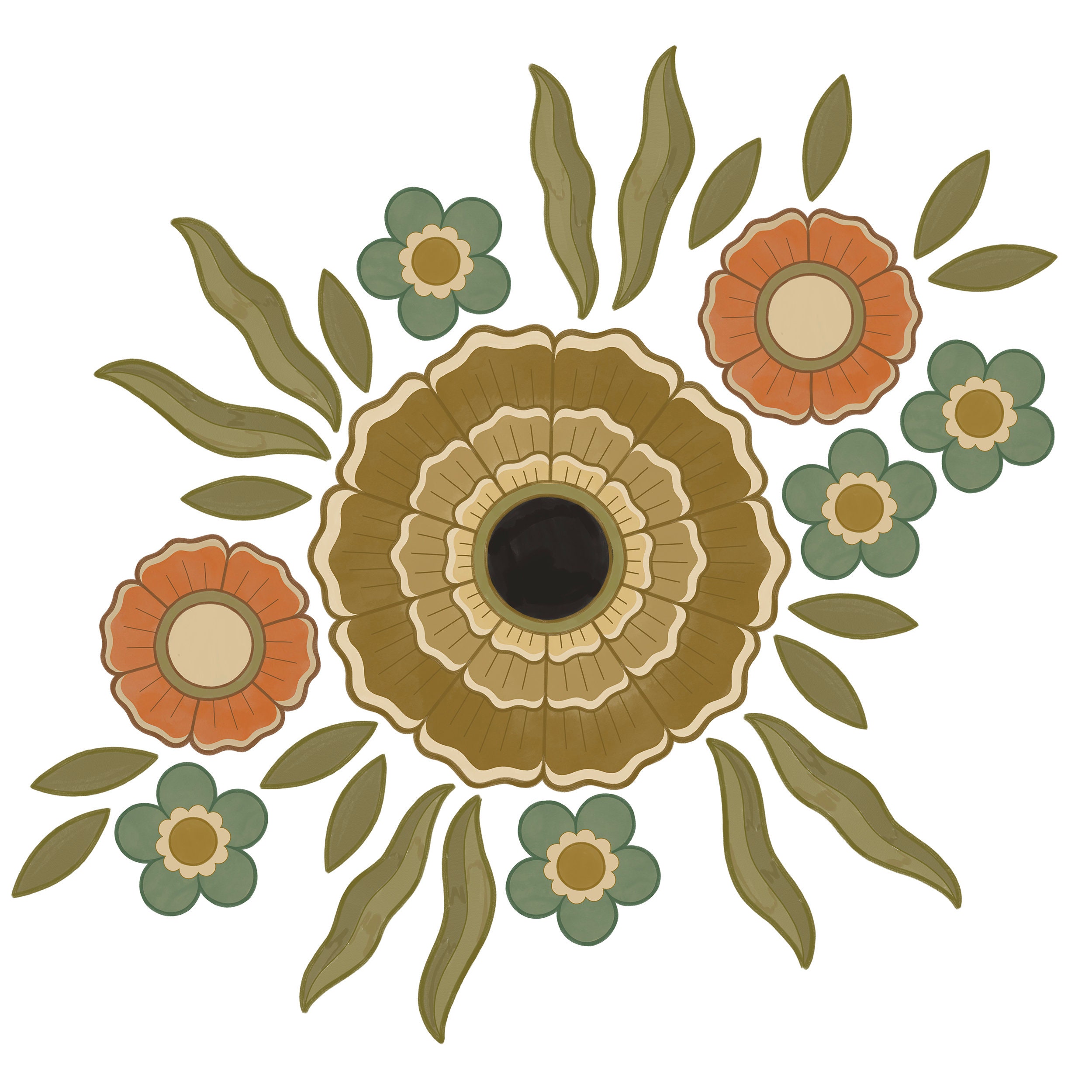 Mid-century Modern Flower Wall Decal MCM Wall Decal Organic | Etsy