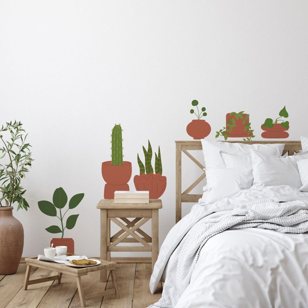 Home Plants Wall Decal Pothos, Pilea, Ivy, Ficus, Cactus Wall Stickers ...