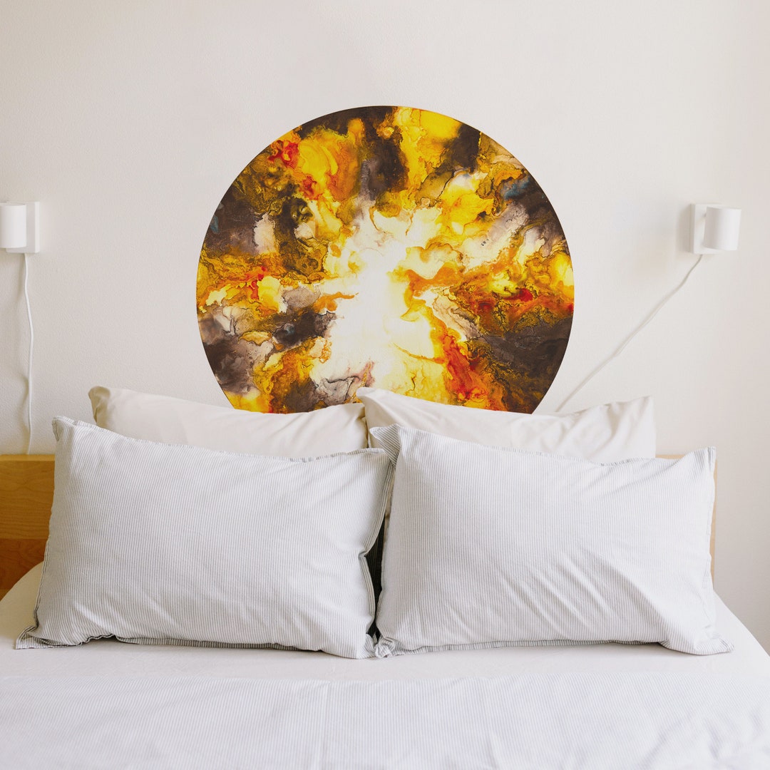 Colorful Abstract Wall Decal Bedroom Wall Decal, Resin Wall Decal, Ink ...