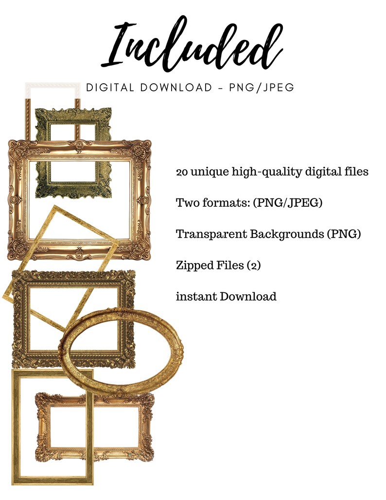 Vintage Picture Frame Clipart, Digital Picture Frame, Frame Clipart - Etsy