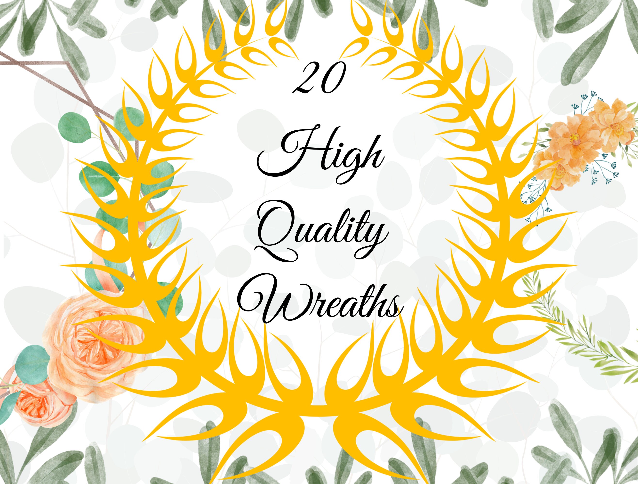 Gold Wreath Clipart Wreath Clipart Watercolor Eucalyptus - Etsy