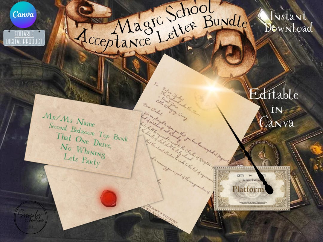 Editable Magic School Acceptance Letter Digital Download Customizable ...