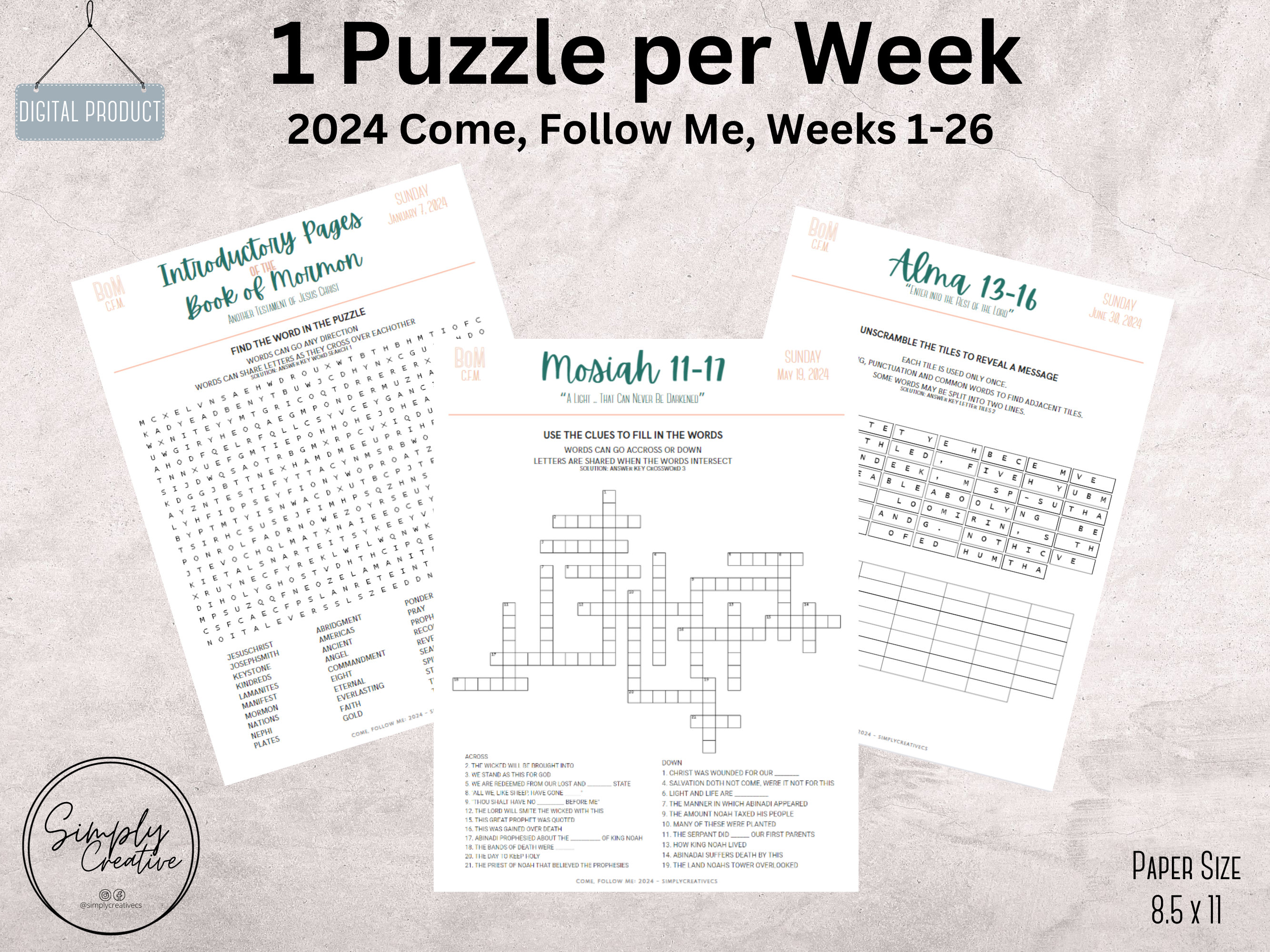 Come Follow Me Book of Mormon Puzzles | Come Follow Me 2024 | Come Follow Me | BOM Come Follow ...