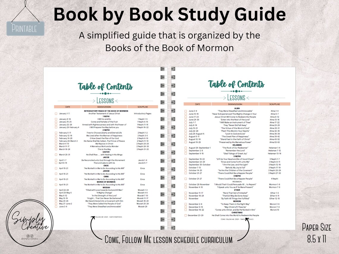 Printable Book of Mormon Book by Book Summaries, 2024 Come Follow Me ...
