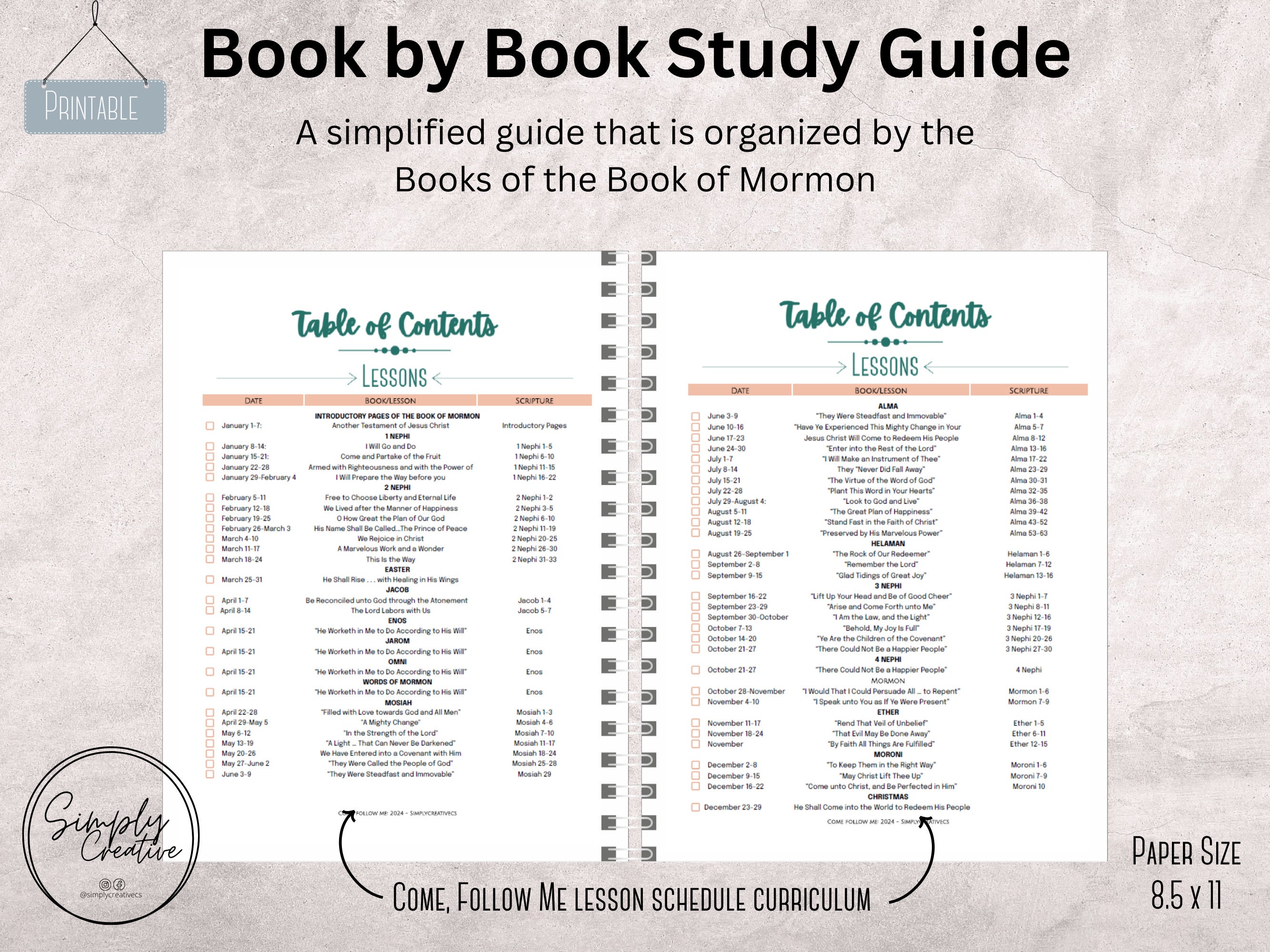 Printable Book of Mormon Book by Book Summaries, 2024 Come Follow Me ...