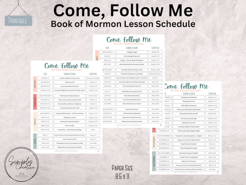 Come Follow Me Book of Mormon Lesson Schedule Come Follow Me 2024 Come ...