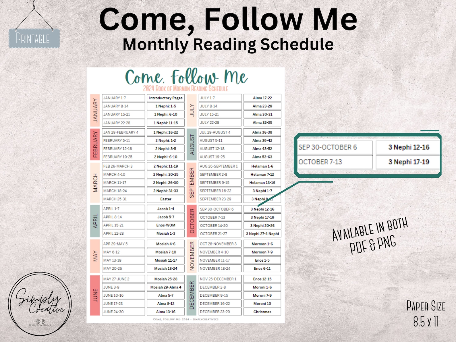 Come Follow Me Book of Mormon Reading Schedule | Come Follow Me 2024 ...