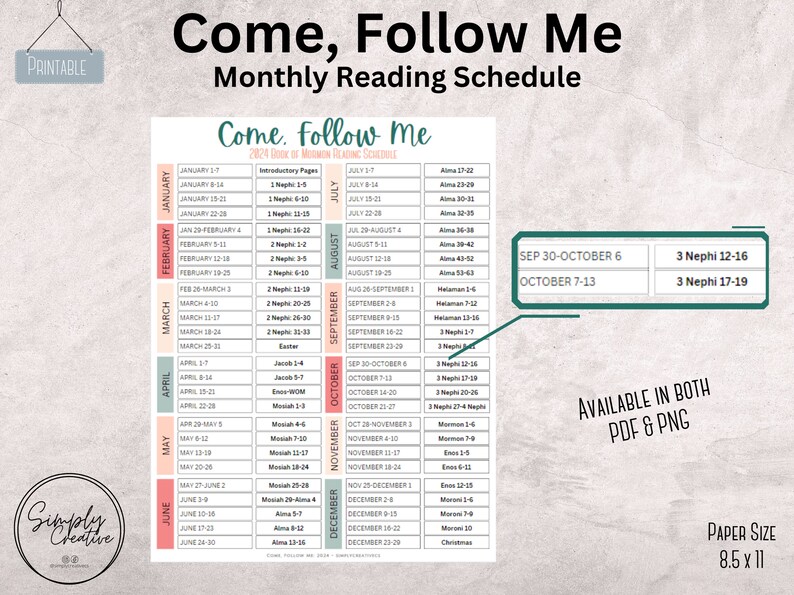 Come Follow Me Book of Mormon Reading Schedule | Come Follow Me 2024 ...