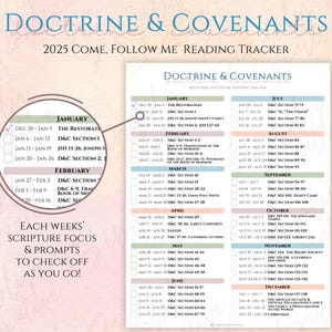 Come Follow Me Doctrine & Covenants Reading Tracker | Come Follow Me 2025 | LDS Study | Book of ...