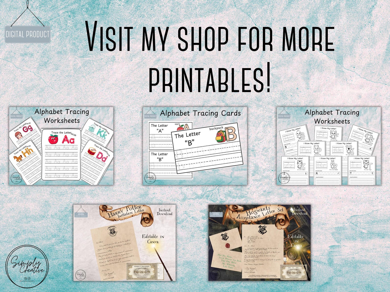 Printable Alphabet Tracing Worksheets for Kids A-Z Letter Handwriting ...