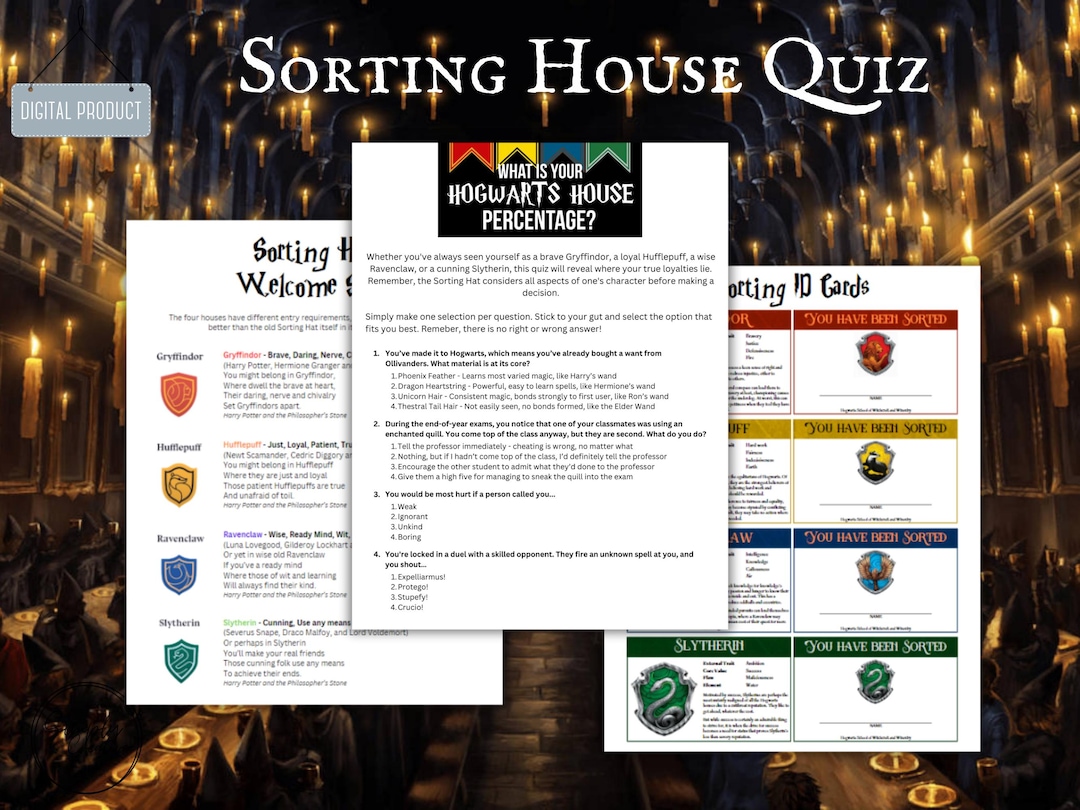 Sorting Hat Quiz House Sorting Quiz Digital Download Includes Answer ...