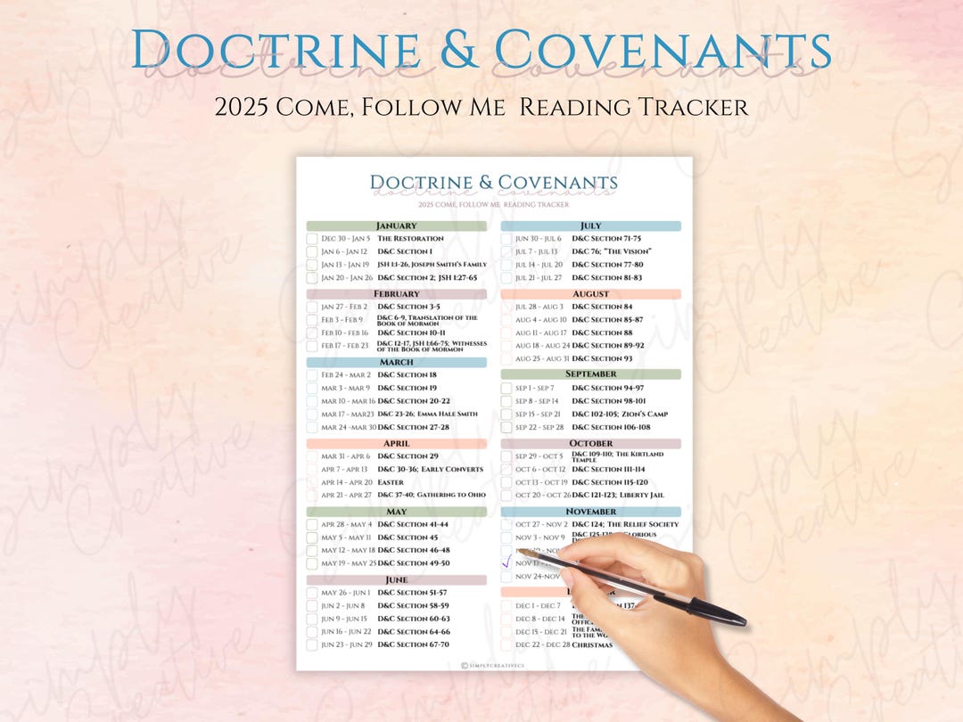 Come Follow Me Doctrine & Covenants Reading Tracker | Come Follow Me 2025 | LDS Study | Book of ...