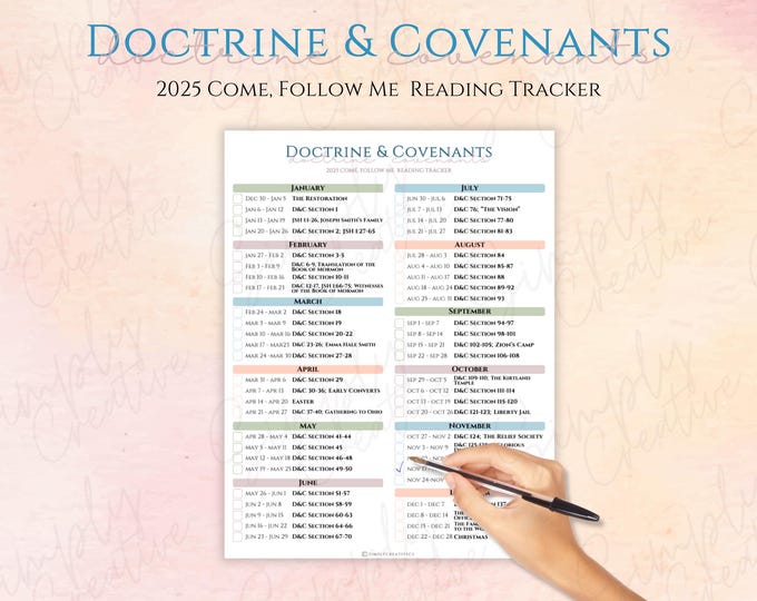 Come Follow Me Doctrine & Covenants Reading Tracker | Come Follow Me ...