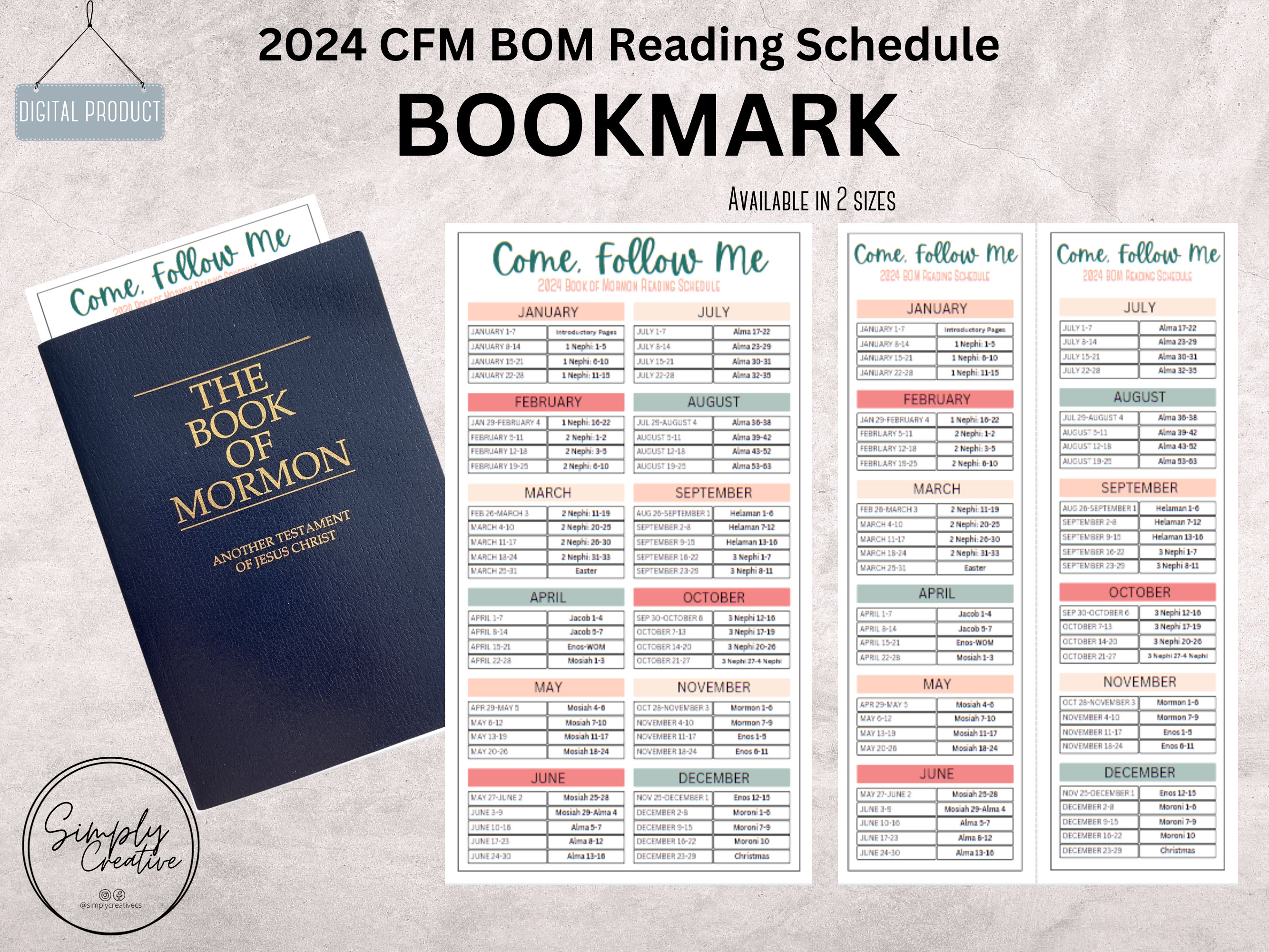 Come Follow Me Book of Mormon Reading Schedule | Come Follow Me 2024 ...
