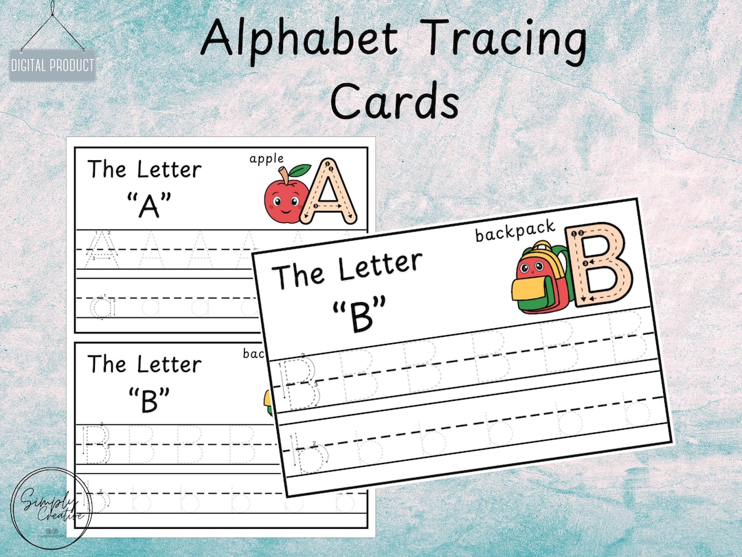 ABC Tracing Cards Printable Alphabet Writing Practice Sheets Preschool ...