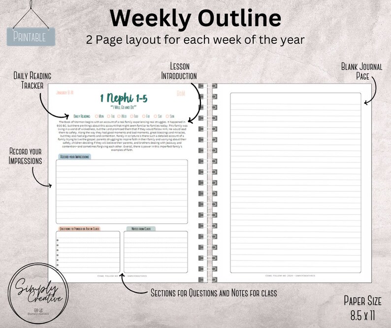 Come Follow Me Book of Mormon Scripture Study Journal 2024 - Etsy