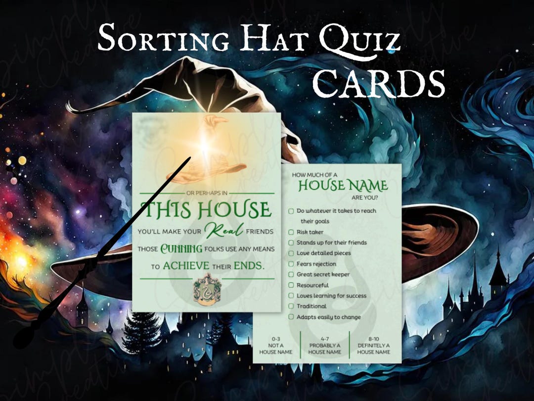 Sorting Hat Quiz House Sorting Quiz Cards Digital Download Sorting ID ...