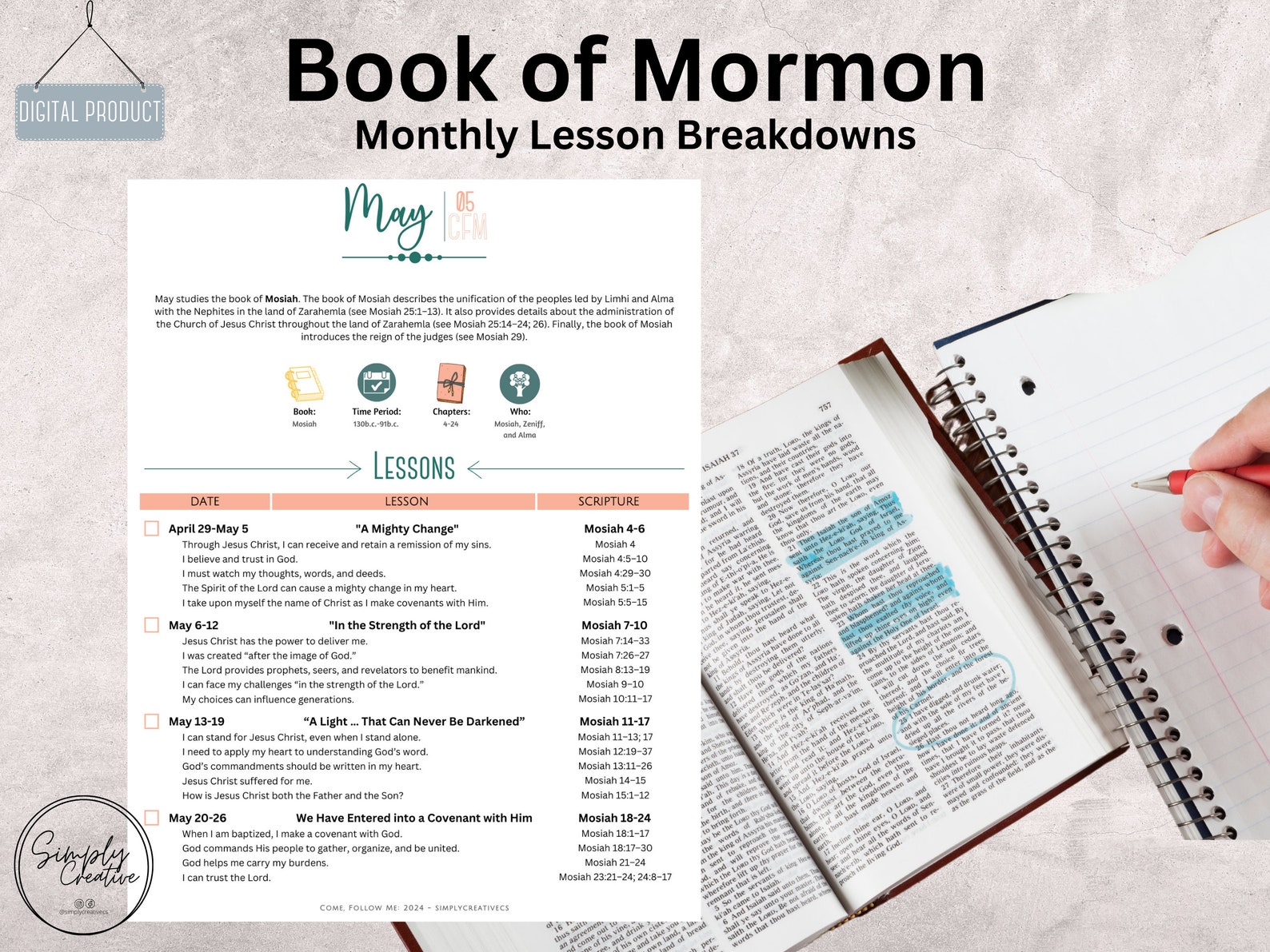 Printable Book of Mormon Monthly Lessons Breakdown, 2024 Come Follow Me ...