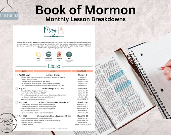 Printable Book of Mormon Monthly Lessons Breakdown, 2024 Come Follow Me ...