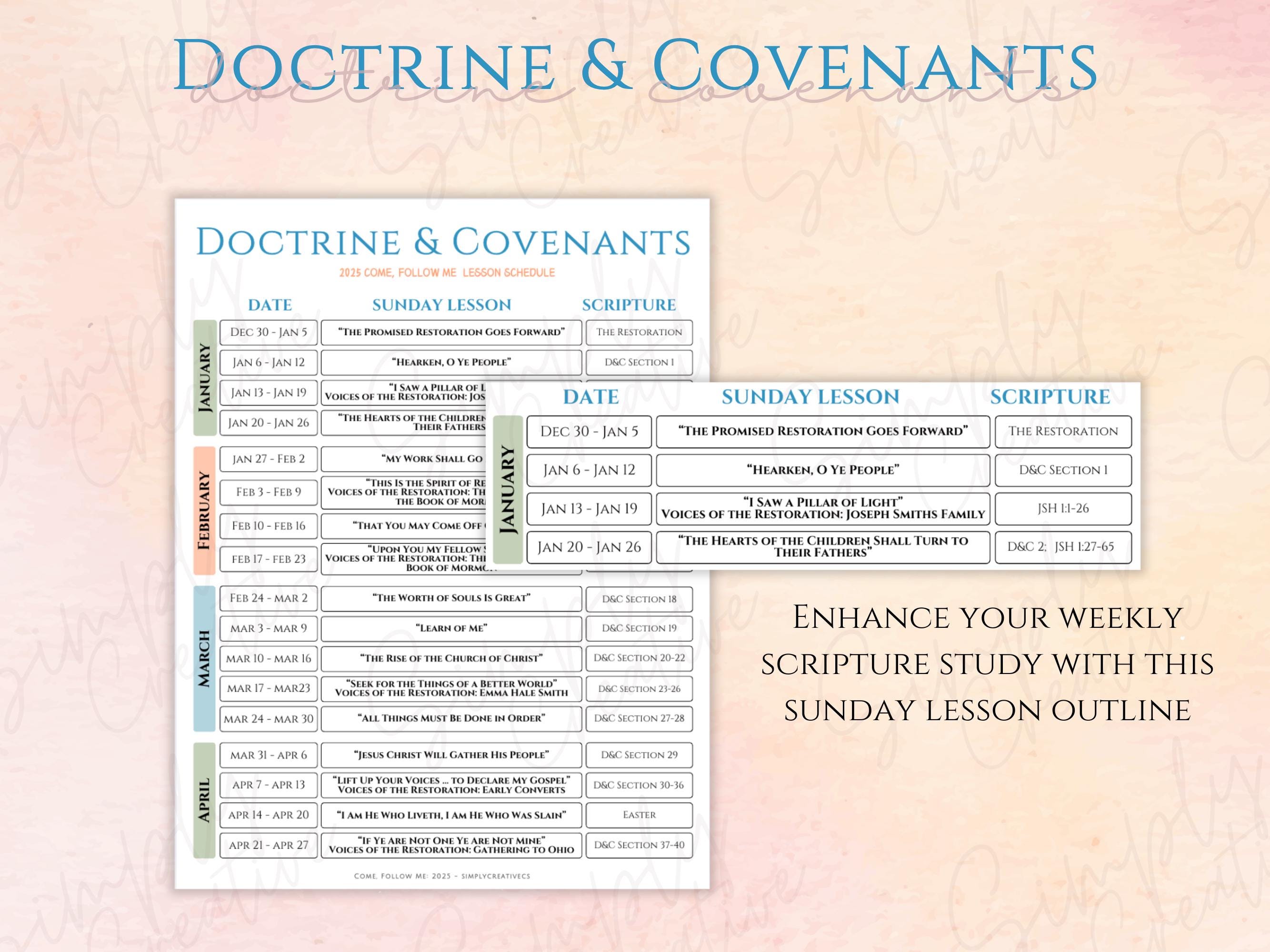 Come Follow Me Doctrine & Covenants Lesson Schedule | Come Follow Me 2025 | LDS Study | Book of ...
