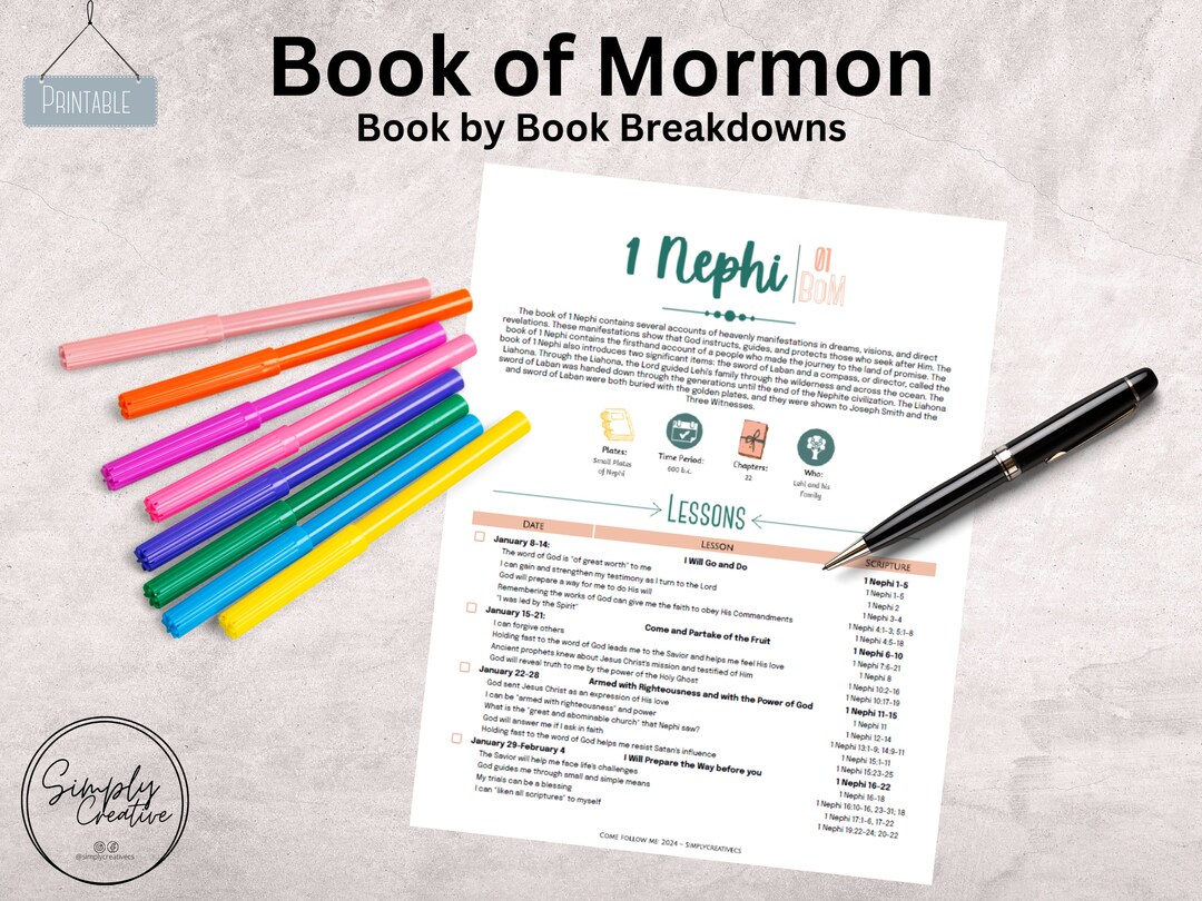 Printable Book of Mormon Book by Book Summaries, 2024 Come Follow Me ...