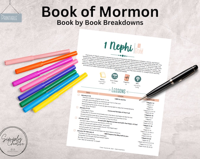 Printable Book of Mormon Book by Book Summaries, 2024 Come Follow Me ...