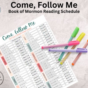 Come Follow Me Book of Mormon Reading Schedule and Chart Handout Come Follow Me 2024 Come Follow ...