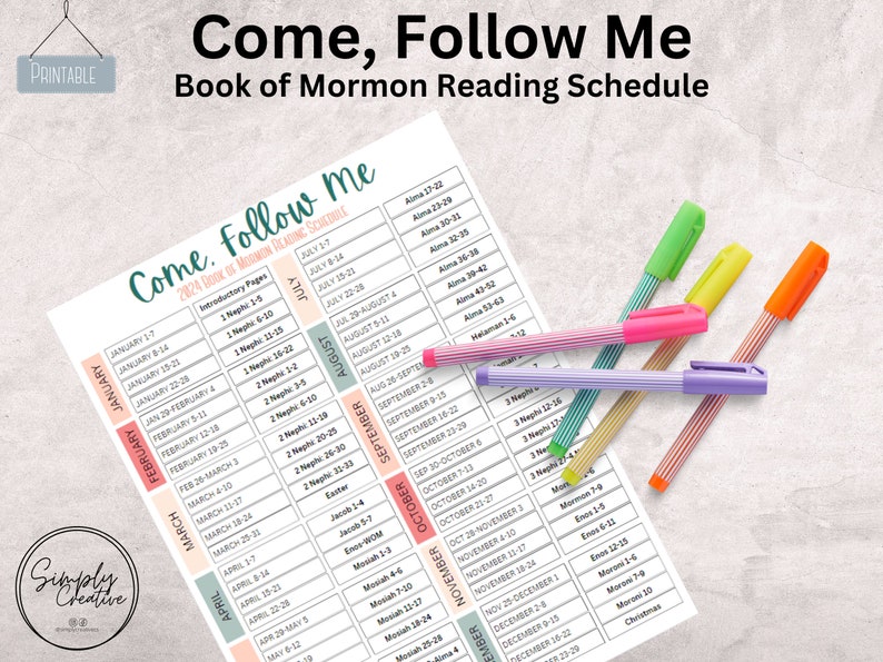 Come Follow Me Book of Mormon Reading Schedule | Come Follow Me 2024 ...