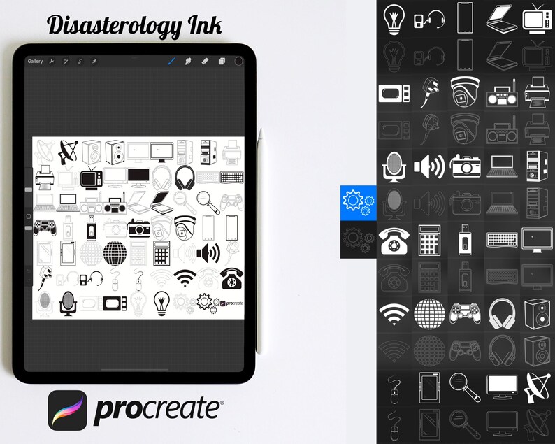 Gaming Computer Icons Set 1 Procreate Brush Stamps, 62 Game Icons - Etsy