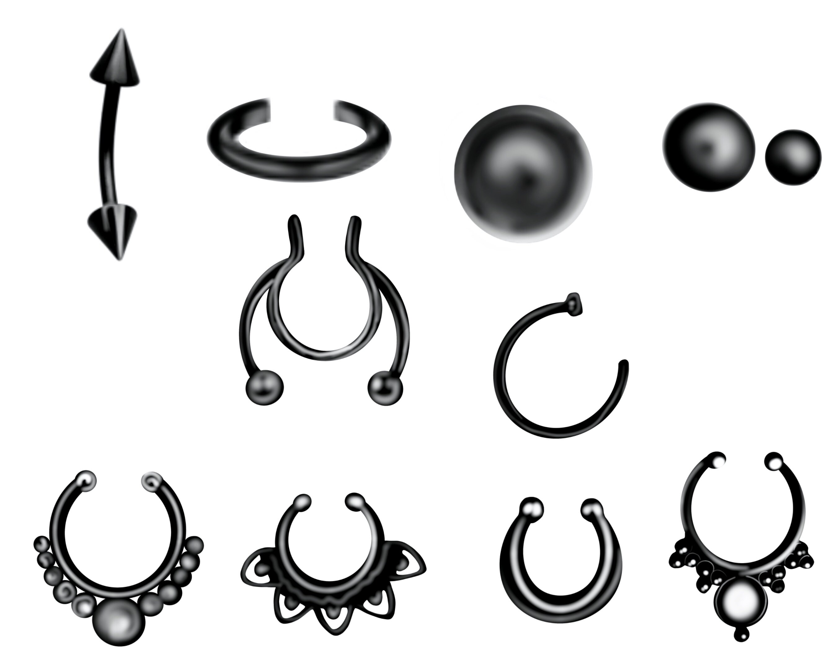 Piercing Jewellery Clothing Procreate Brush Stamps, 50 Piercings Stamps ...