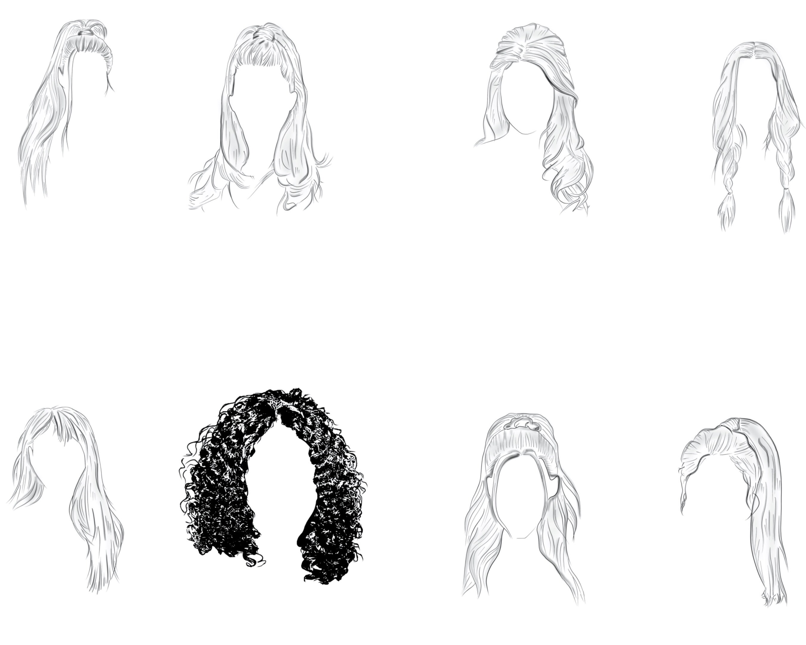 Womens Hair Fashion Set 6 Procreate Brush Stamps, 40 Hair Stamps - Etsy