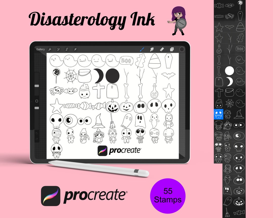 Halloween Elements Set 11 Procreate Brush Stamps, 55 Halloween Element Stamps - Etsy