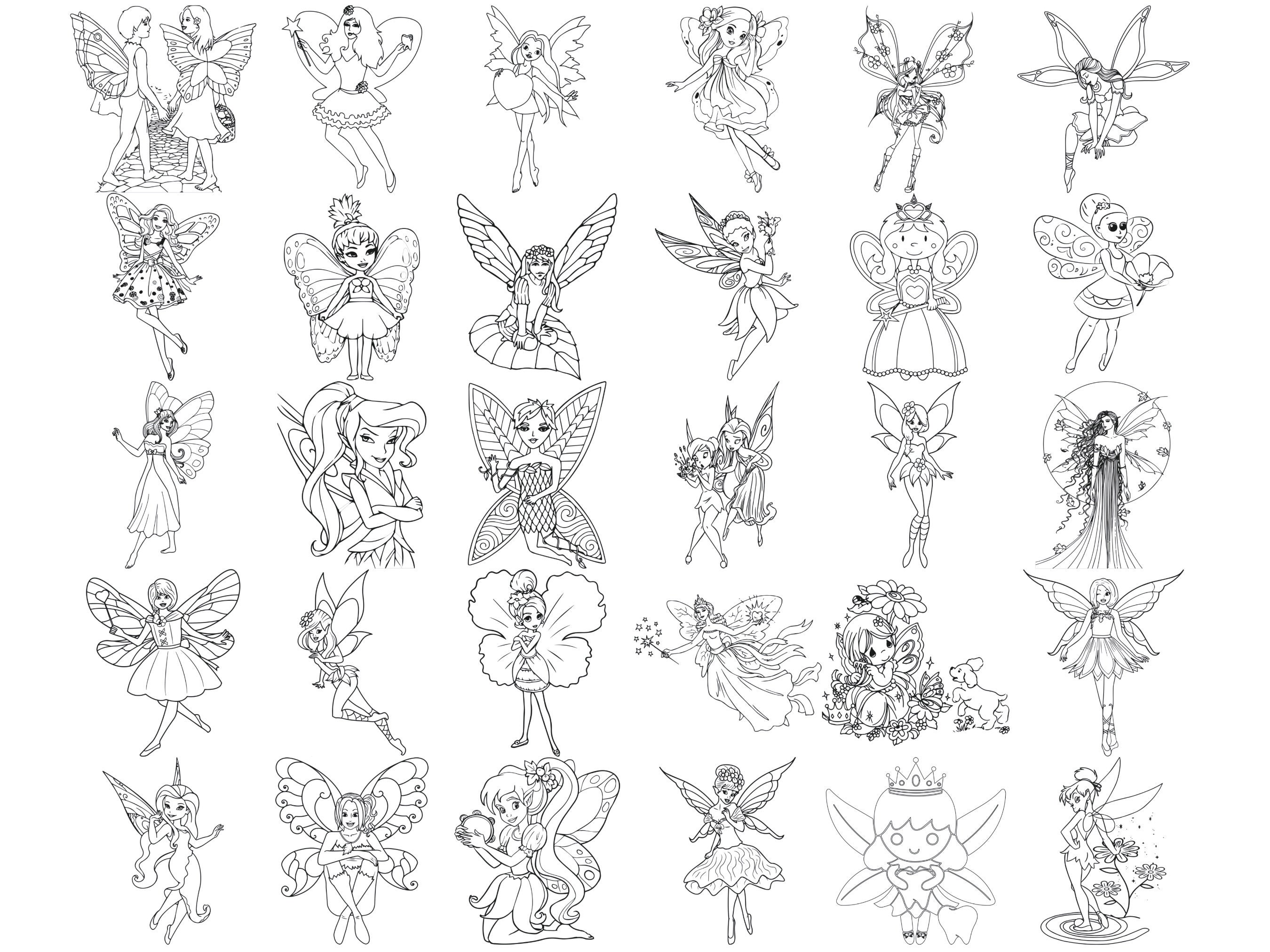 Cartoon Fairy Outlines & Silhouettes Set 2 Procreate Brush - Etsy