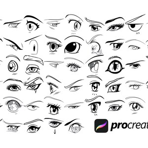 Cartoon Eyes Procreate Brush Stamps Set 4, 50 Cartoon Eyes - Etsy