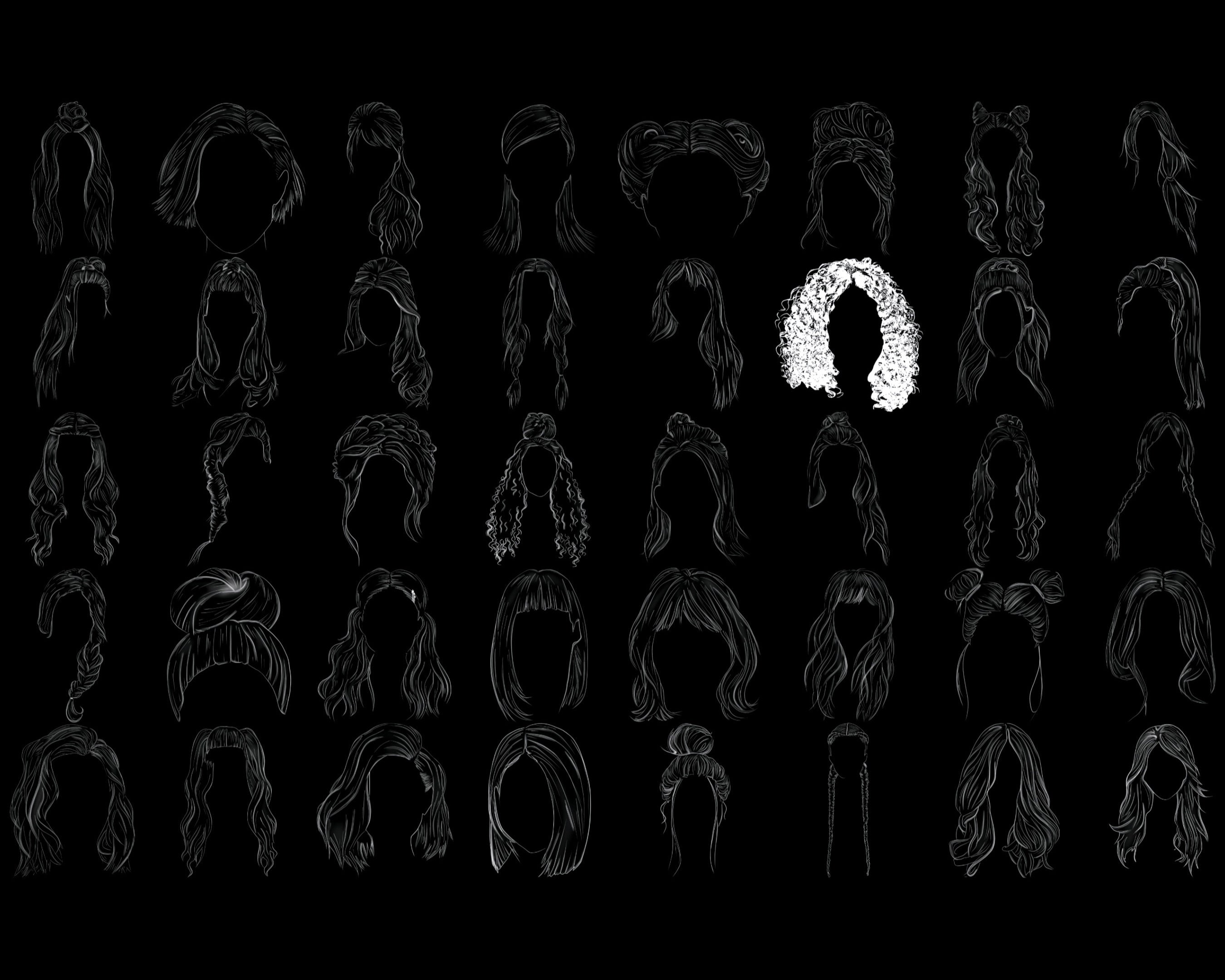 Womens Hair Fashion Set 6 Procreate Brush Stamps, 40 Hair Stamps - Etsy