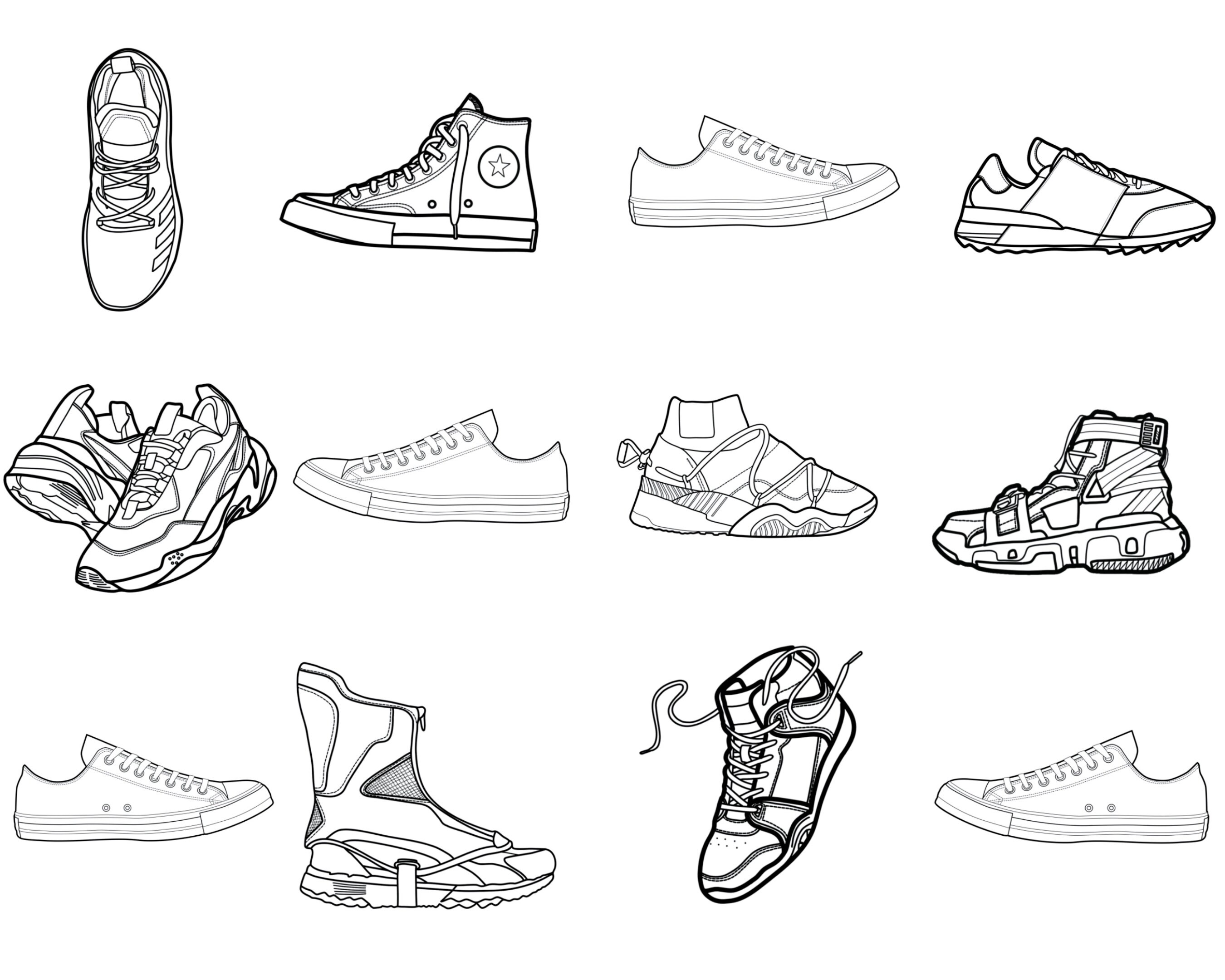 Sneaker Trainer Shoe Set 1 Procreate Brush Stamps, 56 Shoes - Etsy