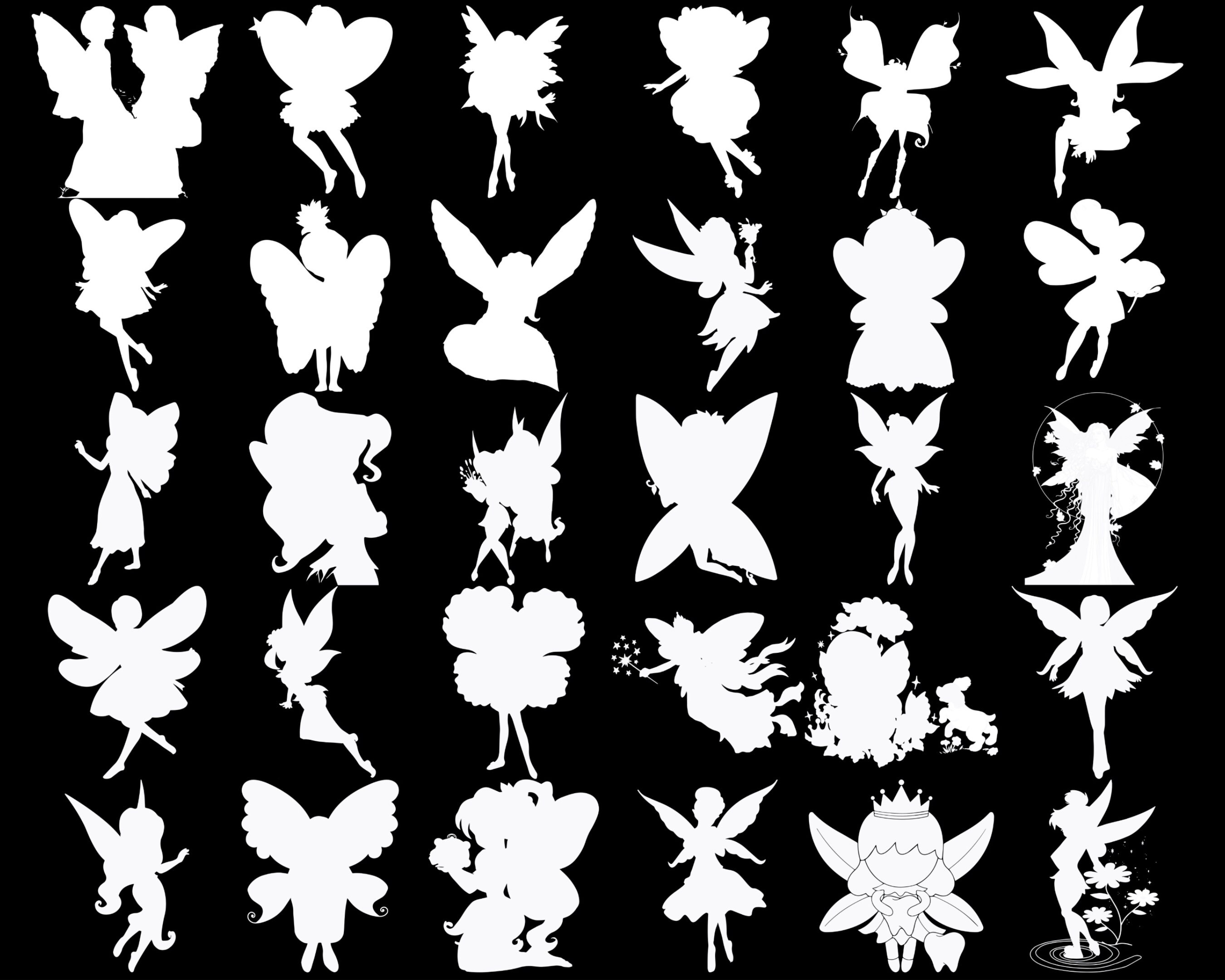 Cartoon Fairy Outlines & Silhouettes Set 2 Procreate Brush - Etsy