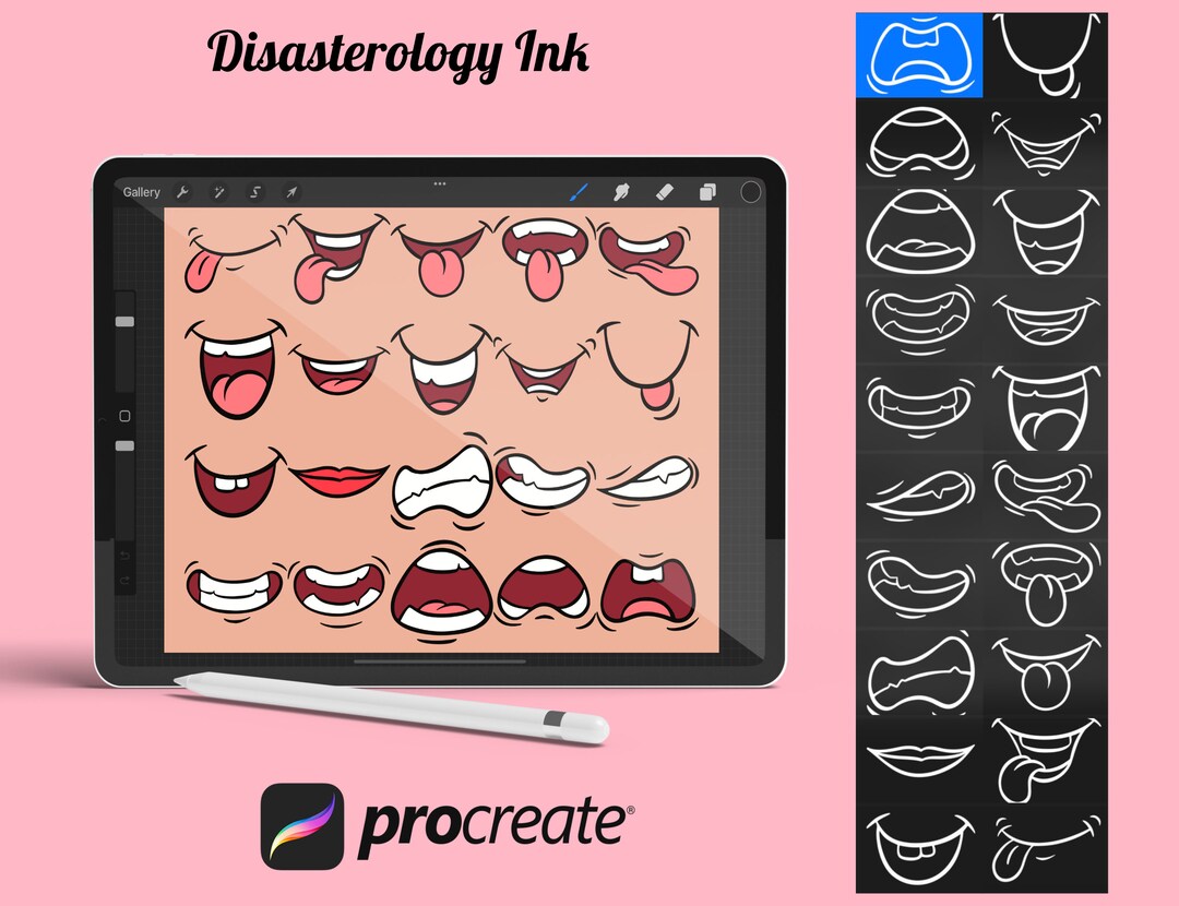 Cartoon Mouths Procreate Brush Stamps Set 1 20 Cute Cheeky - Etsy