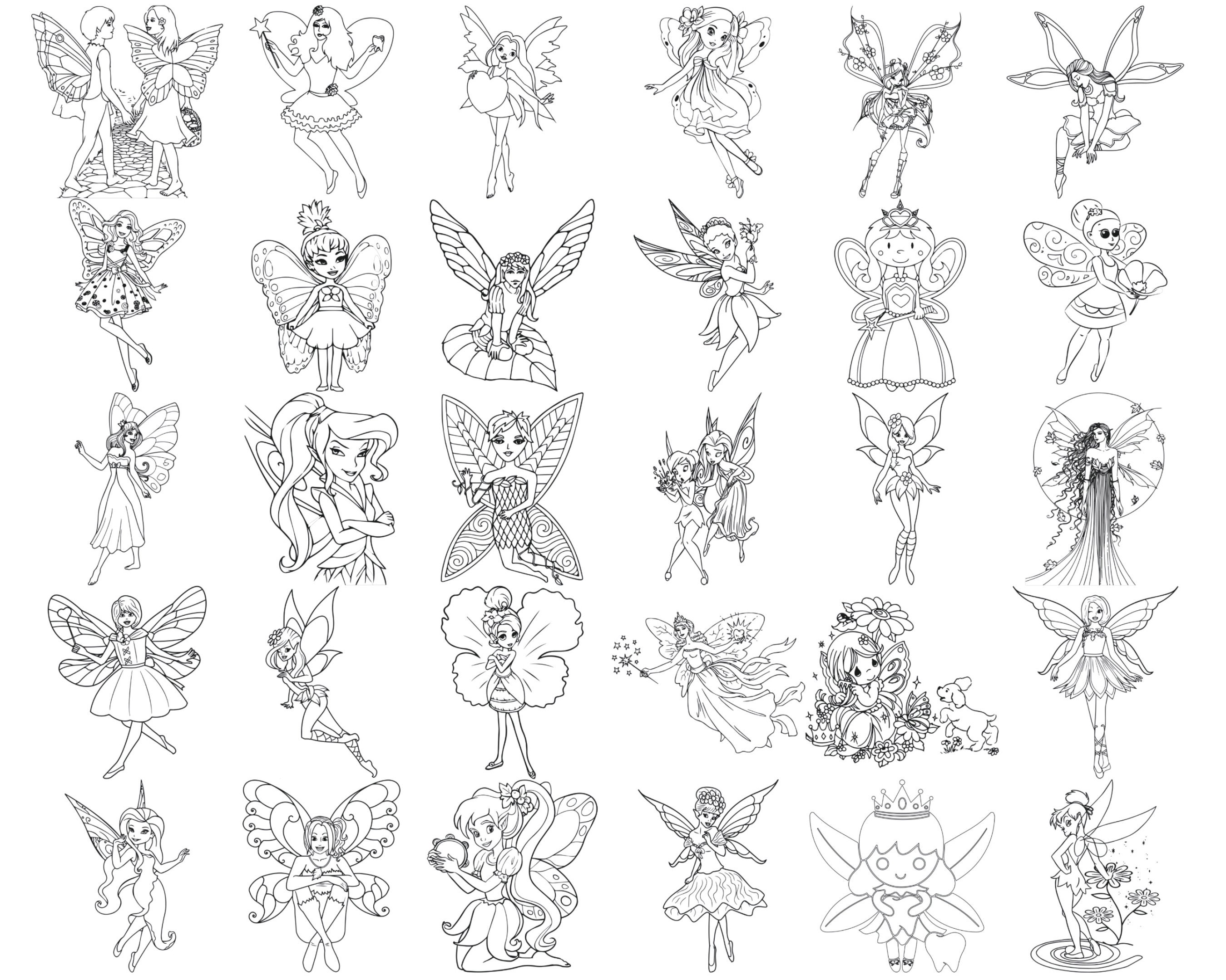 Cartoon Fairy Outlines & Silhouettes Set 2 Procreate Brush - Etsy