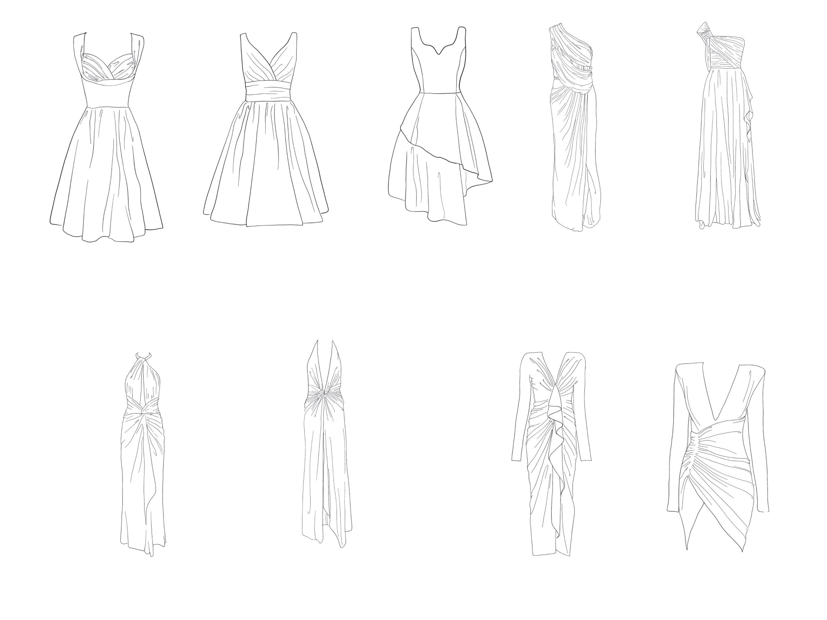 Dresses Clothing Fashion Model Set 1 Procreate Brush Stamps - Etsy