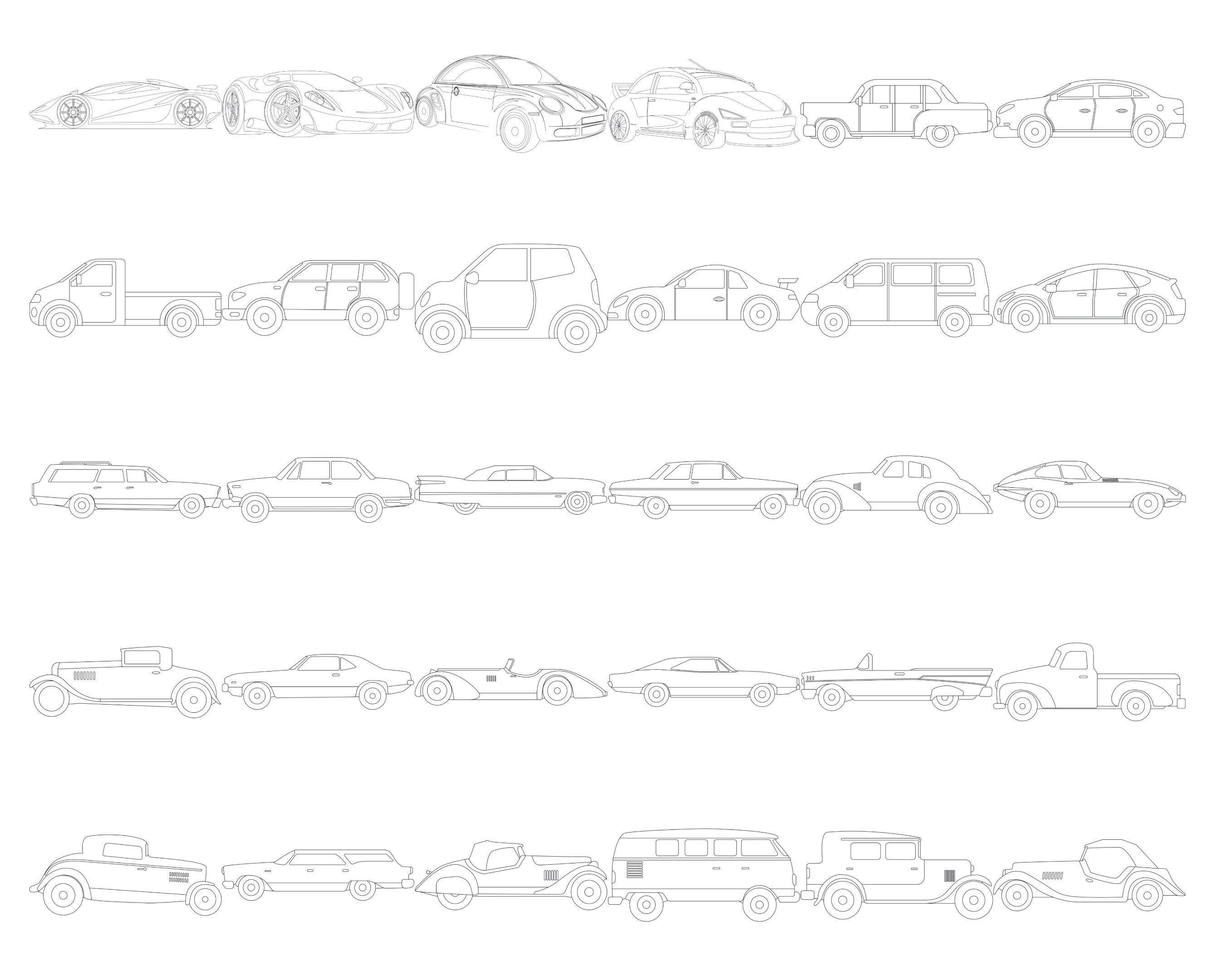 Cars Outline Set 2 Procreate Brush Stamps, 30 Car Stamps - Etsy