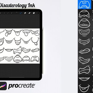 Cartoon Mouths Procreate Brush Stamps Set 1, 20 Cute Cheeky Cartoon ...