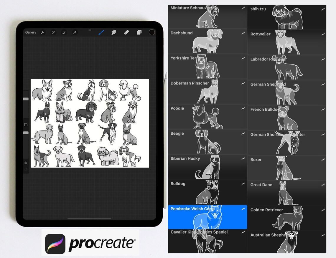Cartoon Dogs Procreate Brush Stamps 20 Cartoon Dogs - Etsy